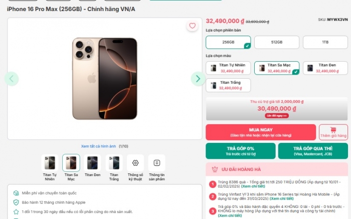 iPhone 16 Pro Max giá Tết cực tốt, từ 32 triệu, cuối cùng cũng hợp ví, đe nẹt Galaxy S24 Ultra